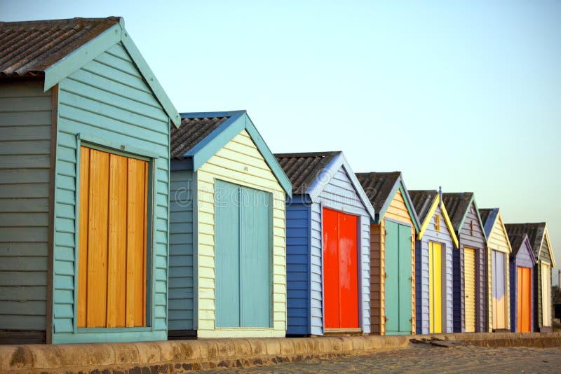 Pretty beach huts stock image. Image of colourful, relax - 5068875