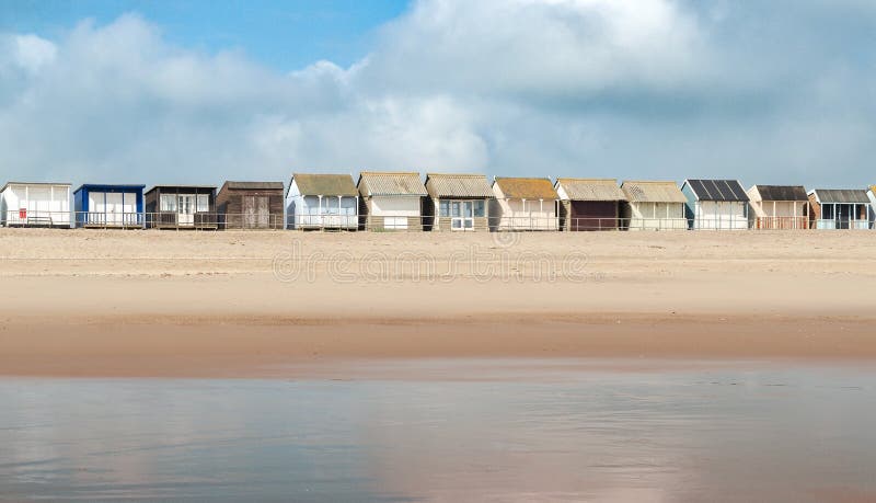 Beach Huts Viewed from Beach Stock Image - Image of coastal, coast ...