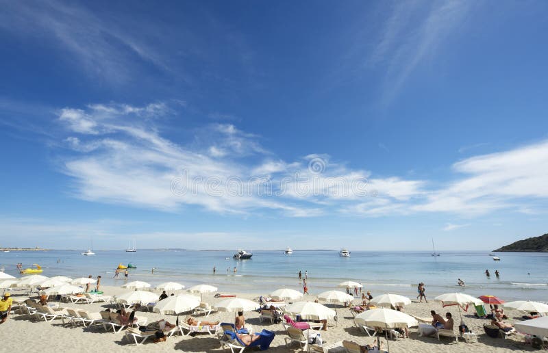 Beach in ibiza in summer editorial stock photo. Image of turquoise ...