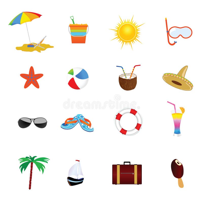 Beach Icon Color Vector Illustration Stock Vector - Illustration of ...