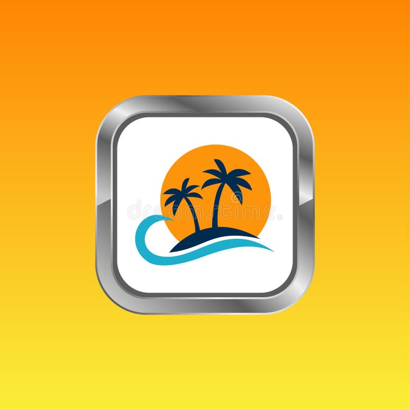 Beach Icon and Frame Box Button Vector Stock Vector - Illustration of ...