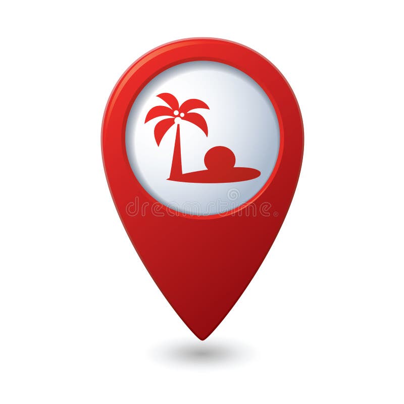 Beach icon on map pointer stock vector. Illustration of graphic - 104310813