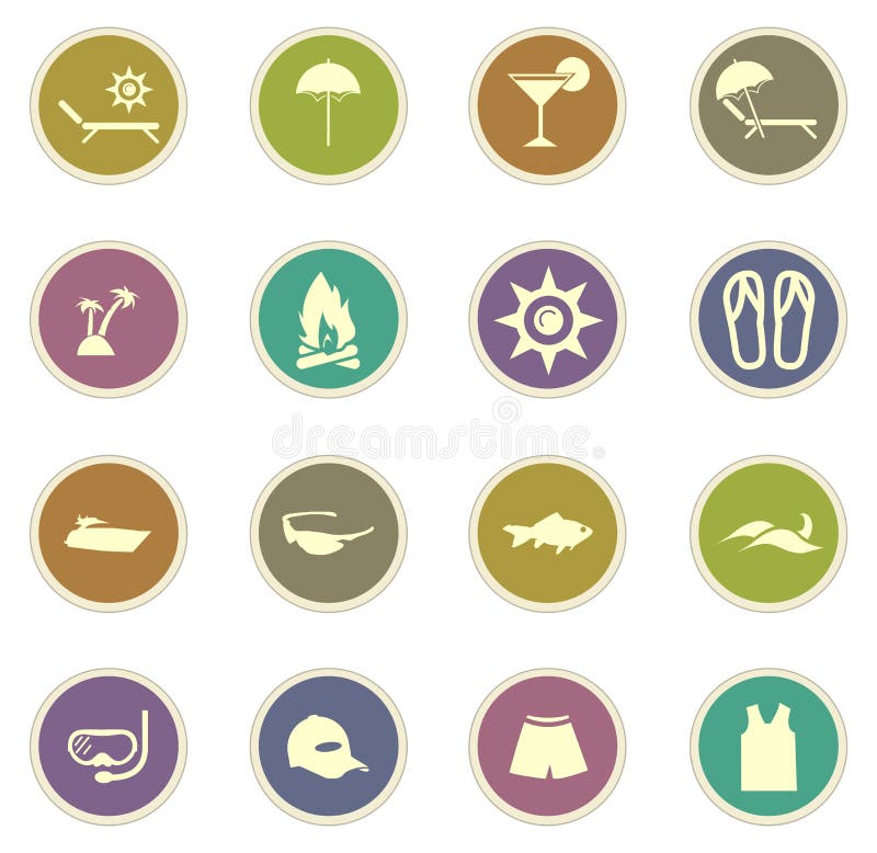 Beach icon set stock vector. Illustration of vacation - 66065378