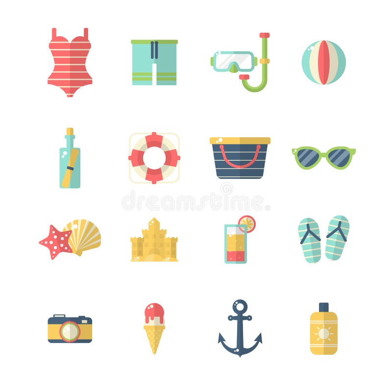 Beach Icon Set stock illustration. Illustration of suit - 70832274