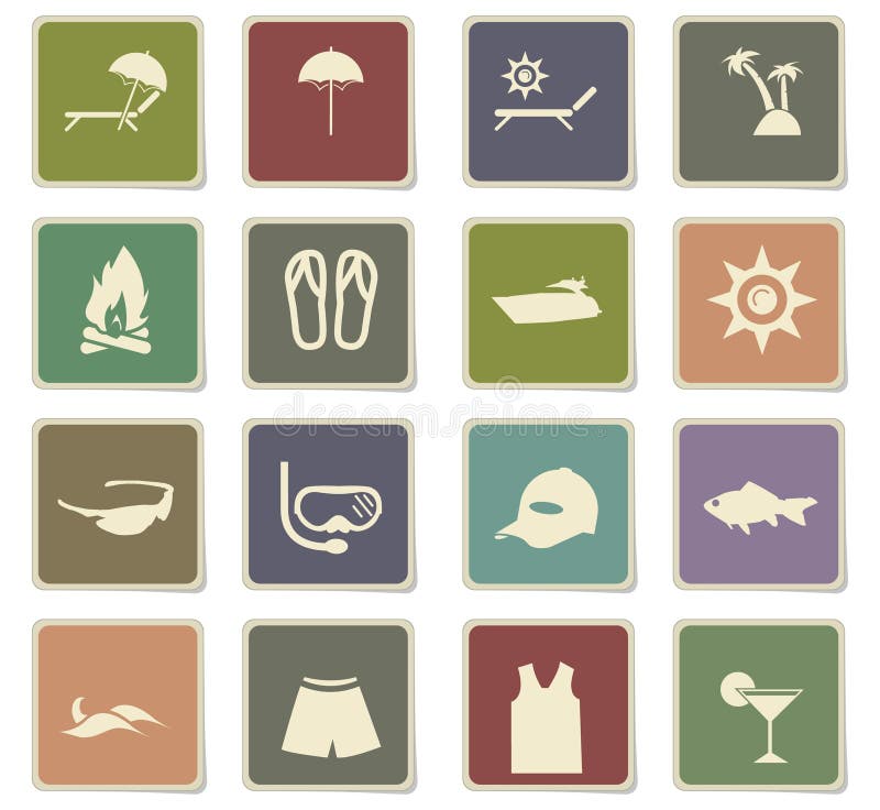 Beach icon set stock illustration. Illustration of slippers - 89845049