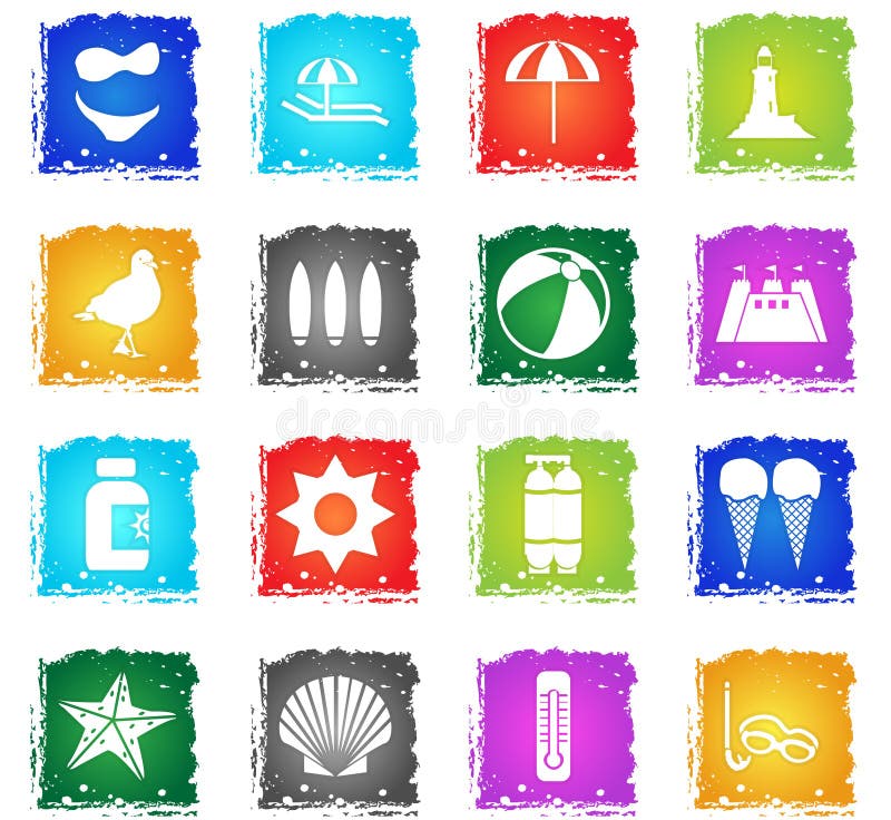 Beach icon set stock vector. Illustration of beacon, tube - 88127480