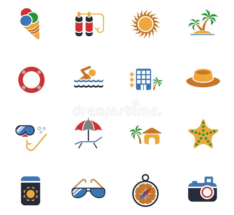 Beach icon set stock vector. Illustration of travel, vector - 88089077