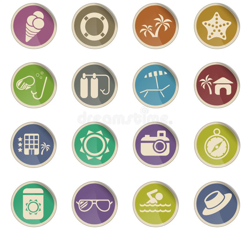 Beach icon set stock illustration. Illustration of chair - 88689938