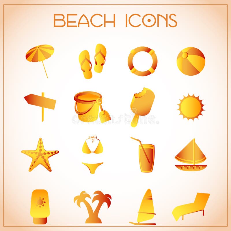 Beach icons stock vector. Illustration of mono, leisure - 40392952