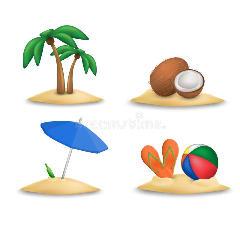 Beach icons set. stock vector. Illustration of sand, silhouette - 70000146