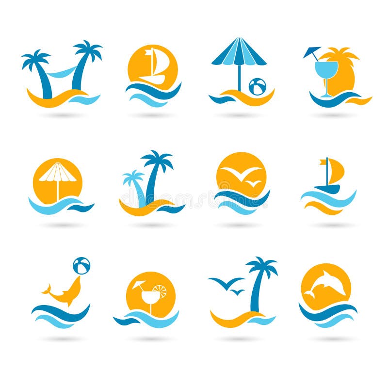 Beach icons stock vector. Illustration of coconut, beauty - 31564435