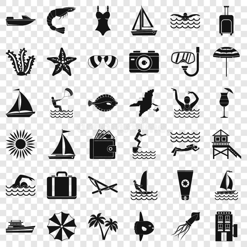 Beach Icons Set, Simple Style Stock Vector - Illustration of star ...