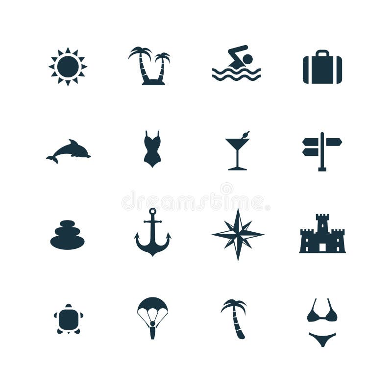 100 Beach Icons Set, Simple Style Stock Vector - Illustration of medusa ...