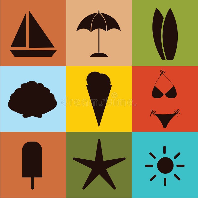 Beach icons stock vector. Illustration of collection - 31789644
