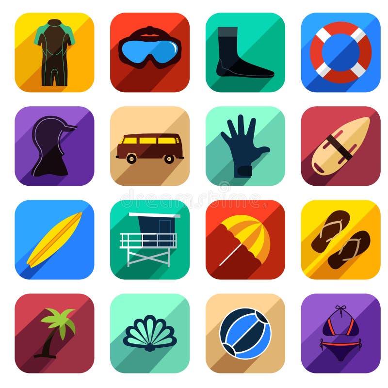 Beach icons stock vector. Illustration of beach, lifeguard - 52704893