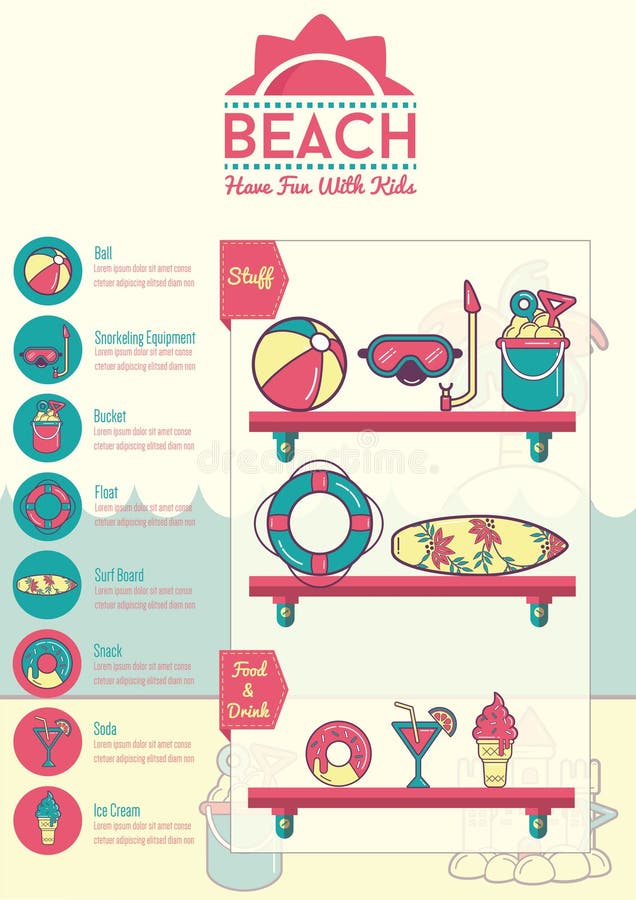 Beach Infographic. Vector Illustration Decorative Design Stock Vector ...