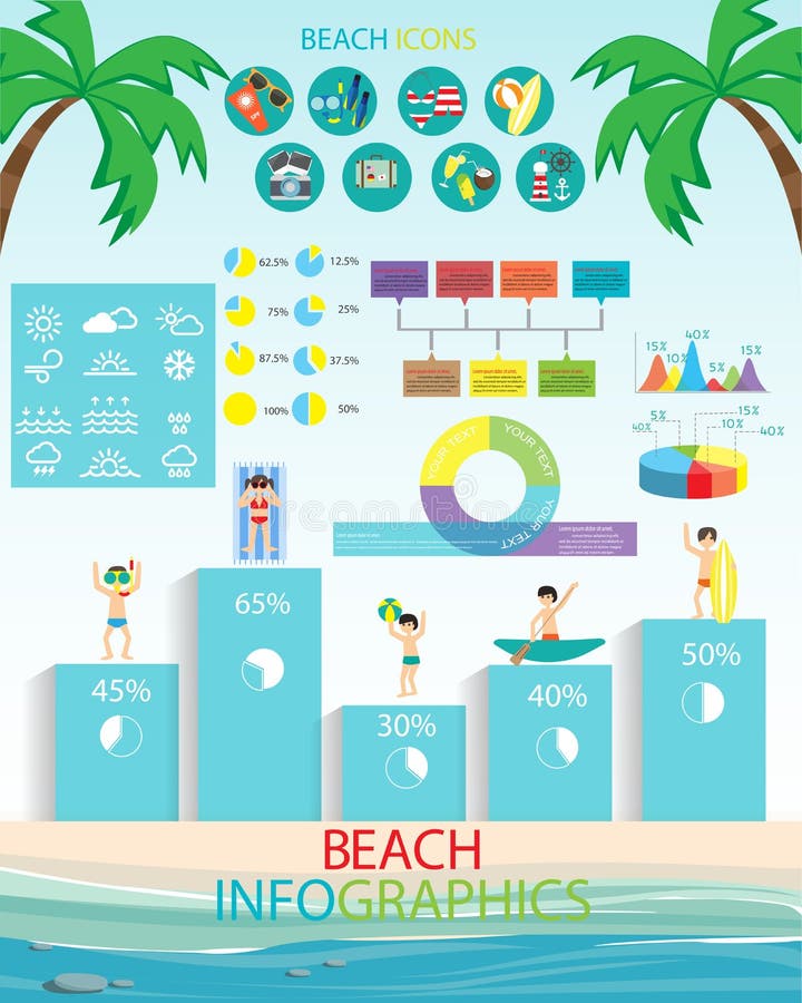 Beach infographics stock vector. Illustration of design - 53198247