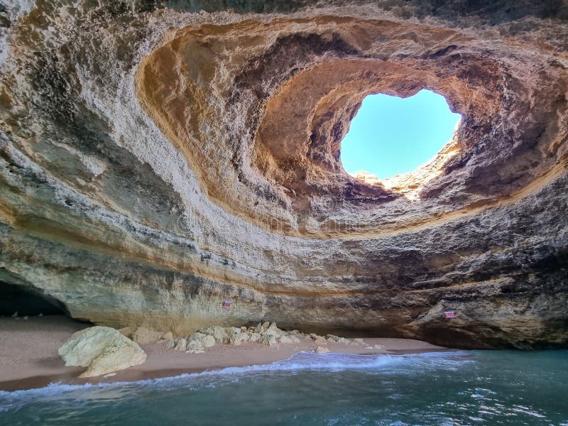 Beach inside a sea cave. stock image. Image of inside - 251933807