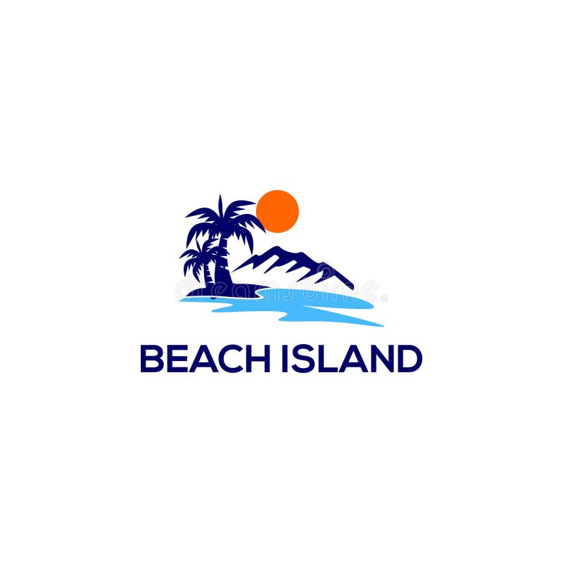 Beach Island Logo Design Concept Vector Stock Vector - Illustration of ...