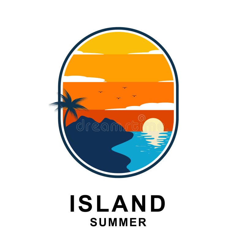 Beach and Island Logo Design, Vector Design of Circular Beach Icons ...