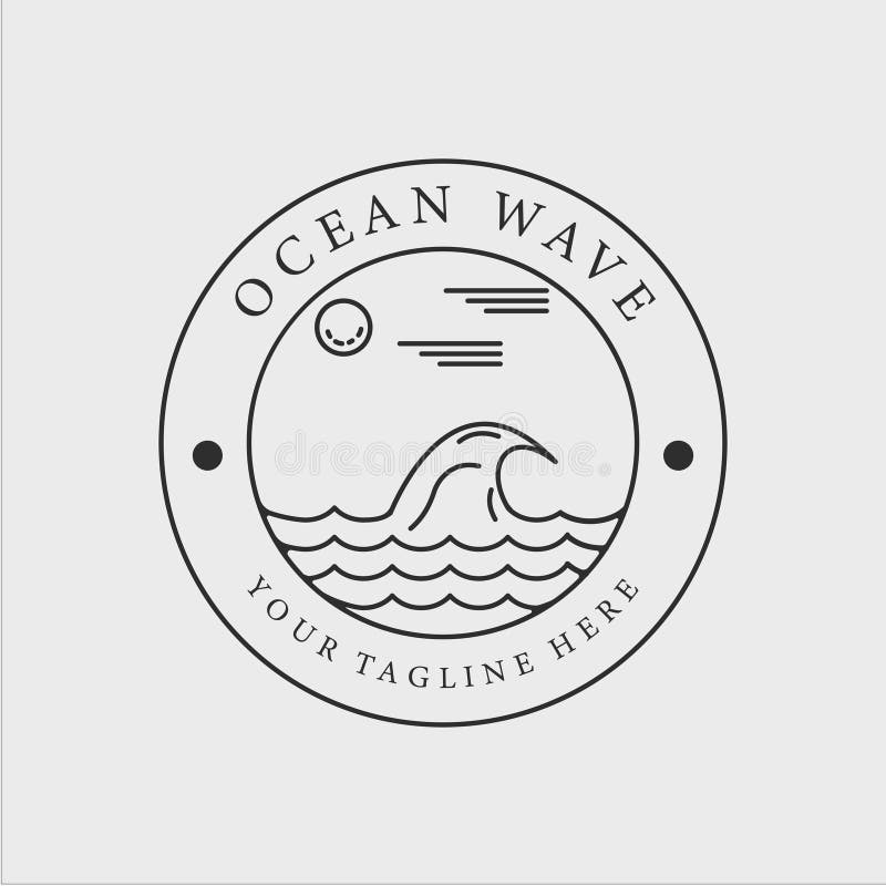 Beach Island Logo Line Art Vector Illustration Template Graphic Design ...