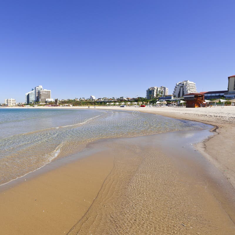 Beach in Israel stock image. Image of heat, horizon, sand - 98415553