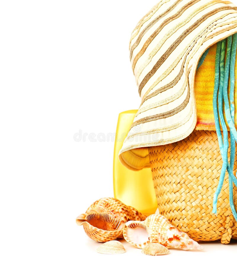 Beach Items Isolated on White Stock Image - Image of isolated, holiday ...