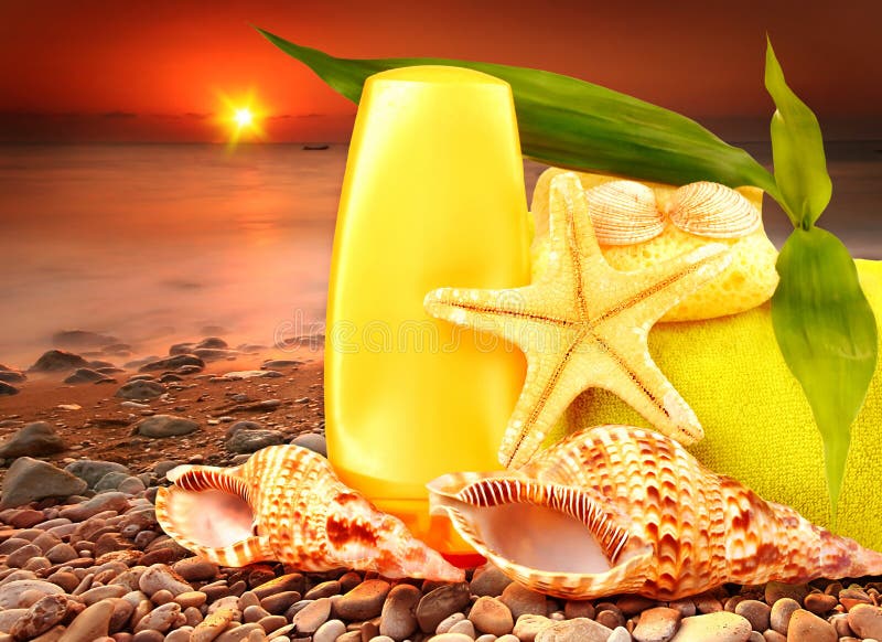 Summer Beach with Beautiful Sunset Stock Photo - Image of multi, dusk ...