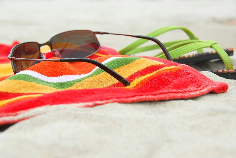 Beach items on sand stock image. Image of close, items - 957217