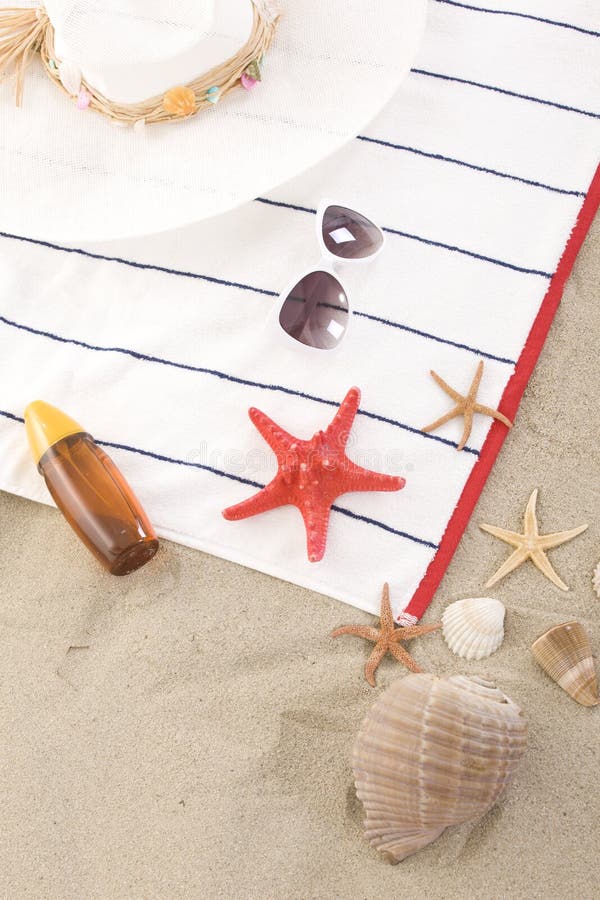Beach Items on Sand for Fun Summer Stock Photo - Image of tropical ...