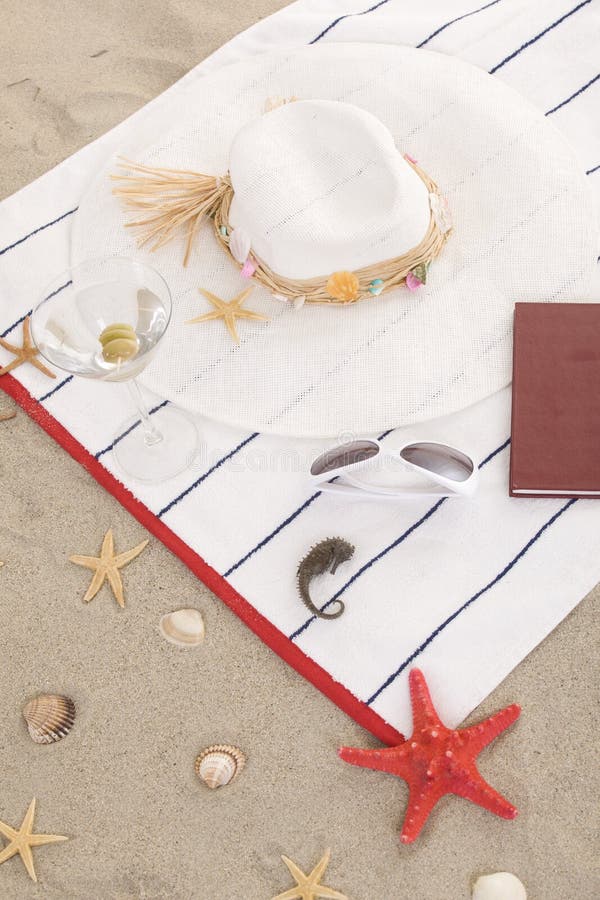 Beach Items on Sand for Fun Summer Stock Image - Image of striped ...