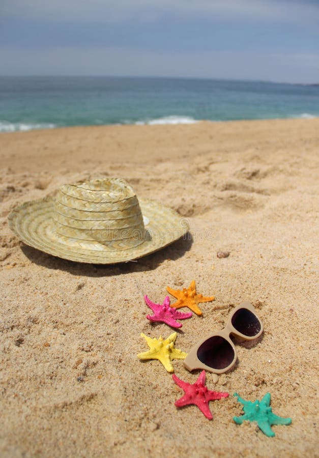 Beach Items, Sand and Starfishes Stock Image - Image of seashore ...