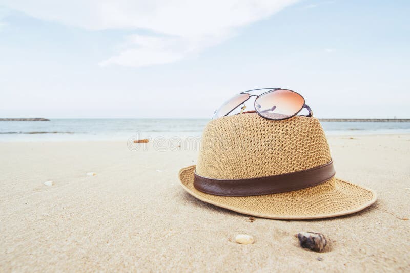Beach items on smooth sand stock image. Image of tropical - 106825285
