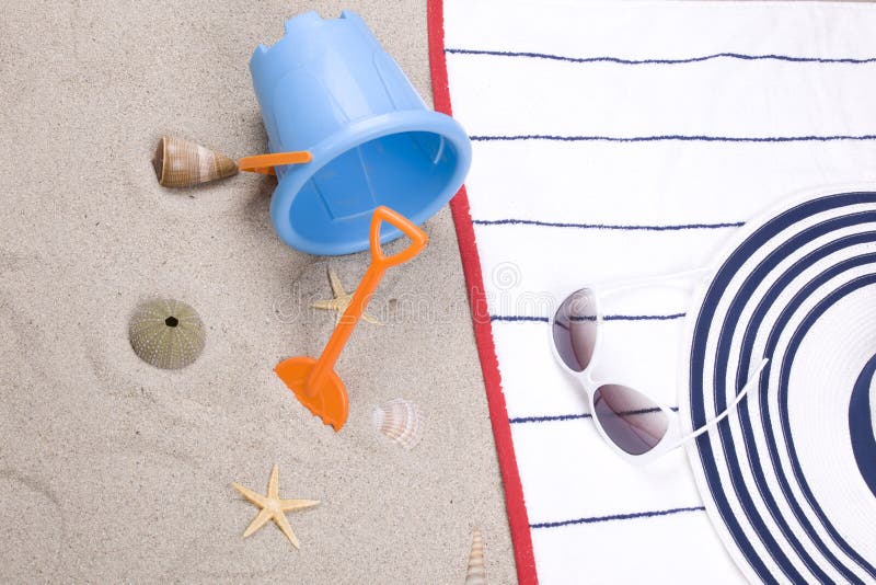 Beach Items on Sand for Fun Summer Stock Image - Image of summer, beach ...