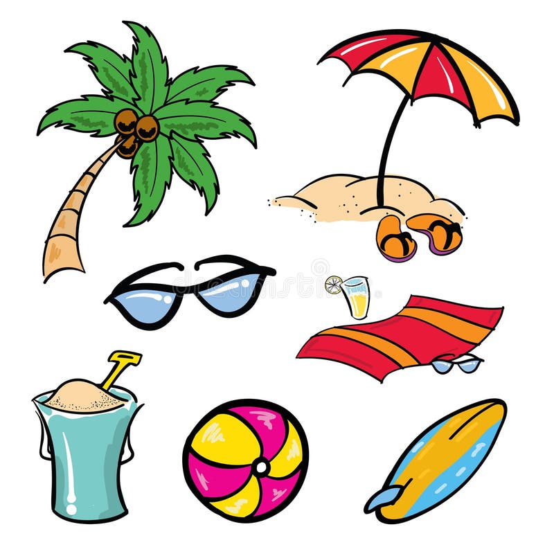 Beach Items stock vector. Illustration of mask, summer - 49002562