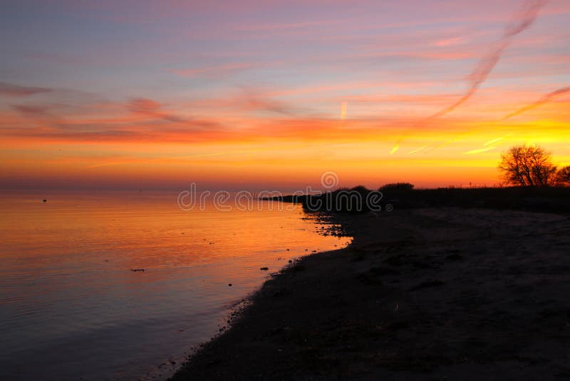 The Beach Just after Sunset Stock Photo - Image of black, clouds: 90537112