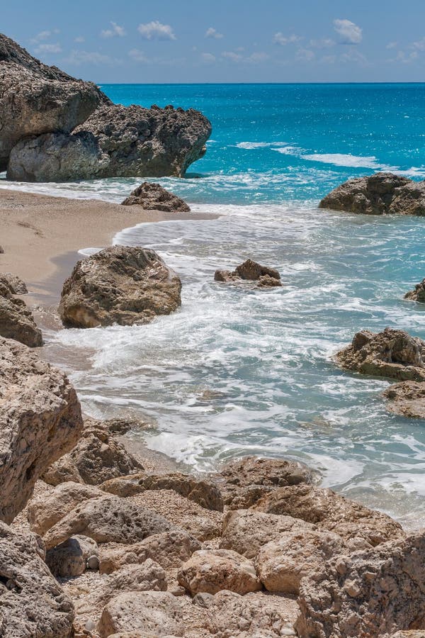 Beach of Kathisma Island of Lefkada Stock Image - Image of coast ...