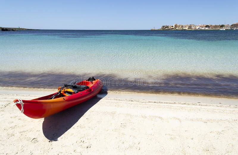 Beach with kayak stock image. Image of kayaking, islands - 143443579