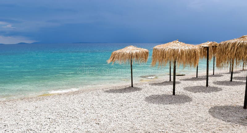 Beach of Kineta, Greece. stock image. Image of relax - 108405099