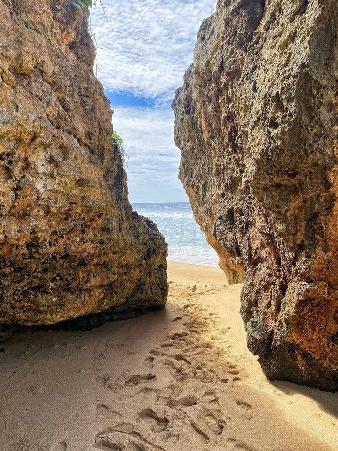This Beach Known As Watu Lawang Stock Photo - Image of sand, beach ...