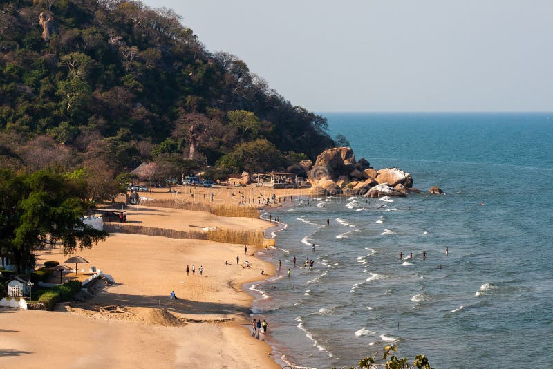 Beach at Lake Malawi. stock image. Image of scenic, holiday - 60585579