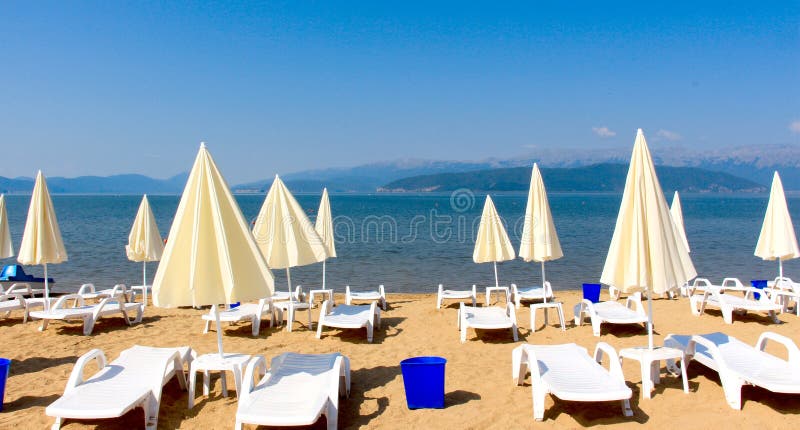 Beach on a Lake Prespa, Macedonia Stock Photo - Image of girl ...