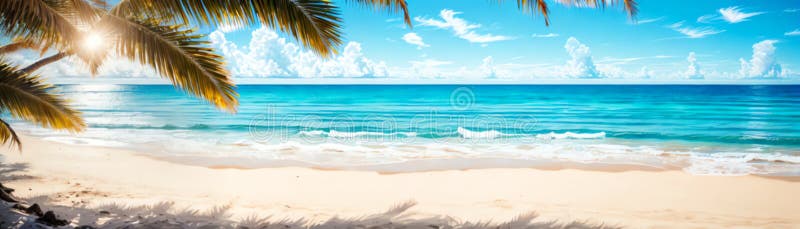 Beach Landscape with Copy Space Banner or Header with Sunny Sand Beach ...