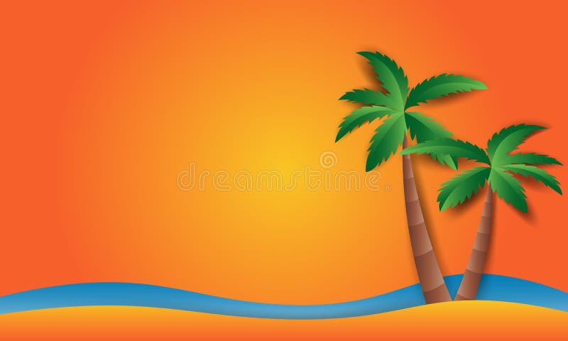 Beach Landscape with Beach Sun Flat Design Style Stock Illustration ...