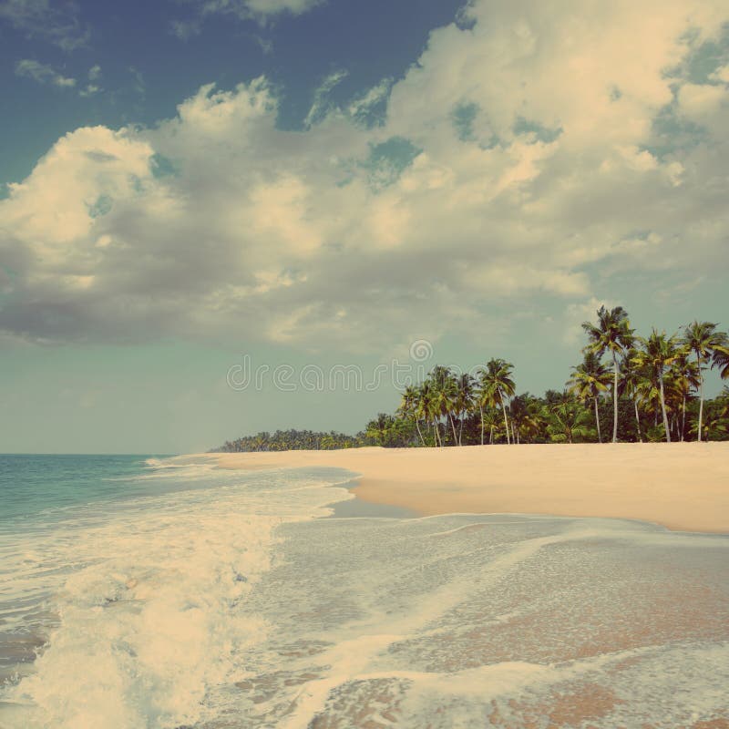 Beach Landscape - Vintage Retro Style Stock Photo - Image of beach ...