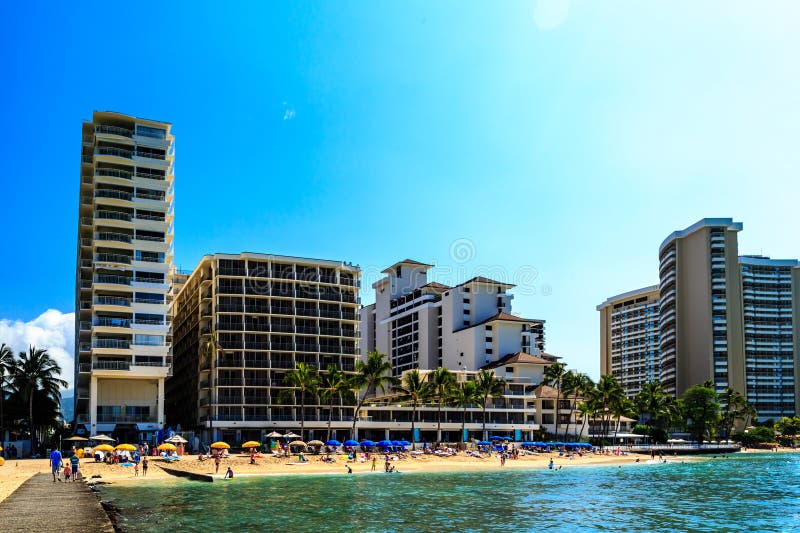 A Beach with a Large Hotel Complex in the Background Editorial Photo ...