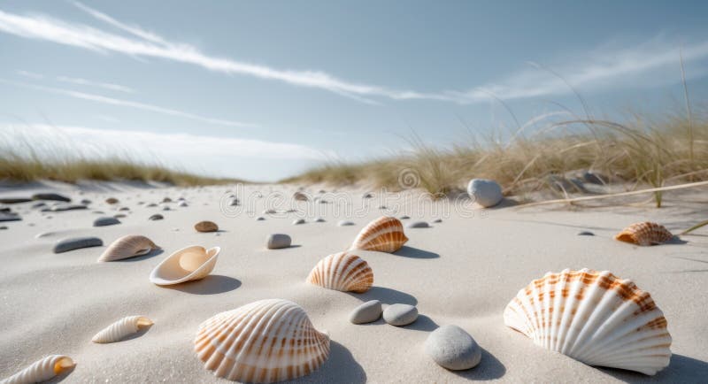 Beach Large Number Shells Scattered Across Sand Stock Photos - Free ...