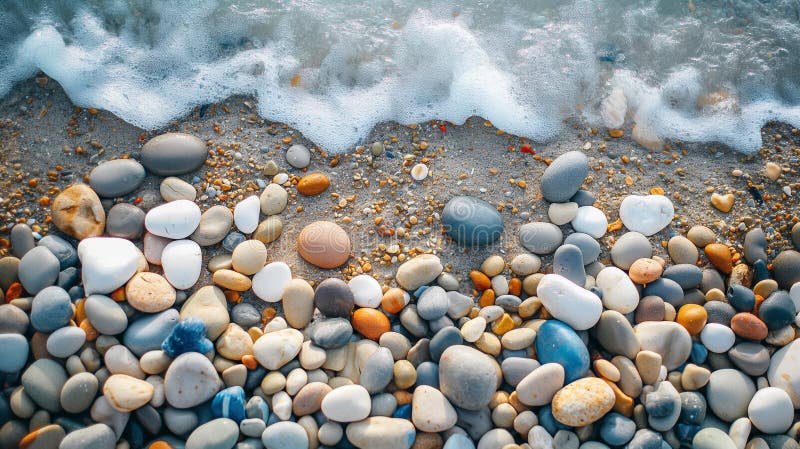 A Beach with a Large Pile of Rocks on it Stock Illustration ...