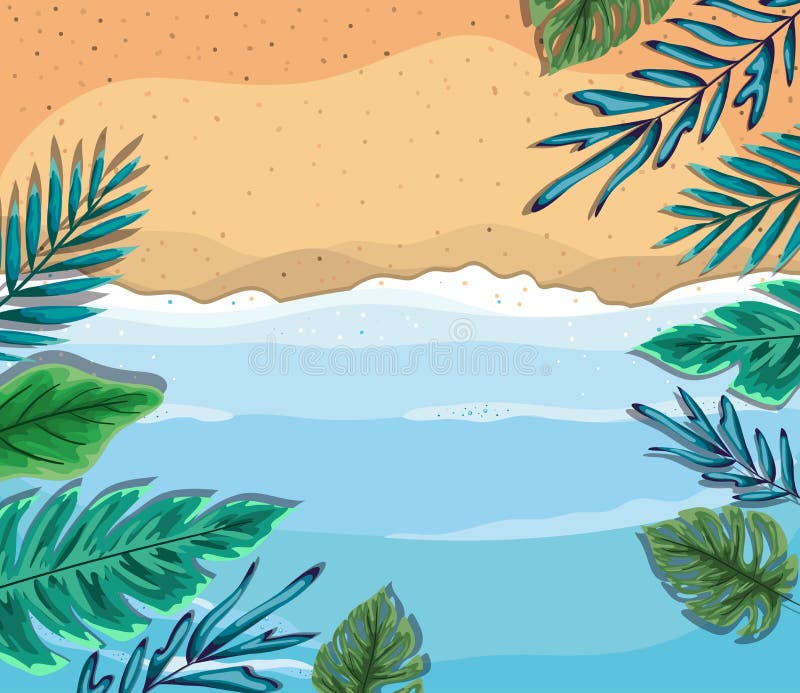 Beach with Leaves Top View Vector Design Stock Vector - Illustration of ...