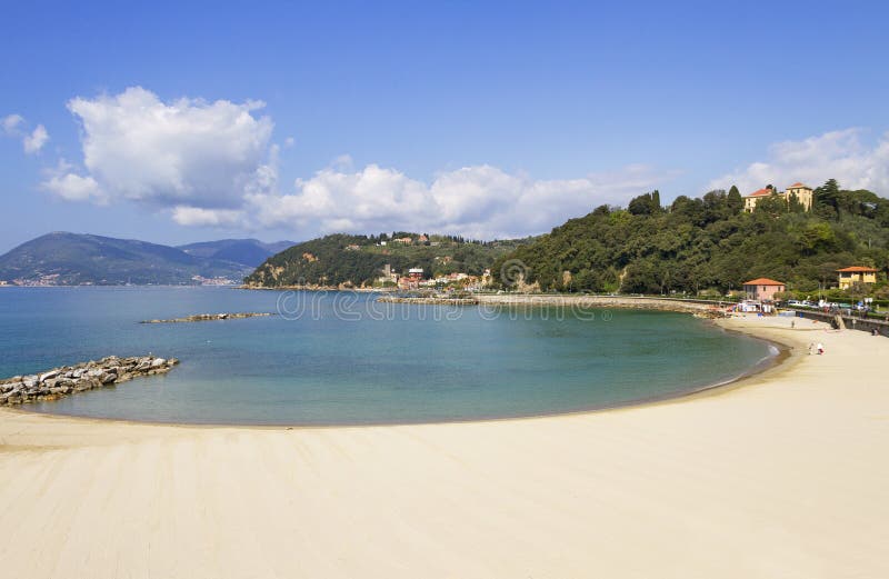 Beach in the Lerici. stock photo. Image of landscape - 53981450